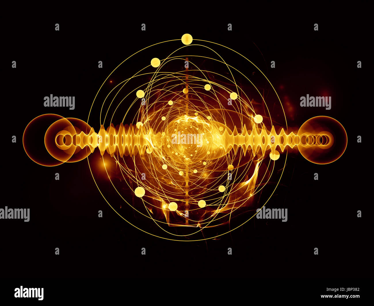 Atomic series. Abstract concept of atom and quantum waves illustrated ...