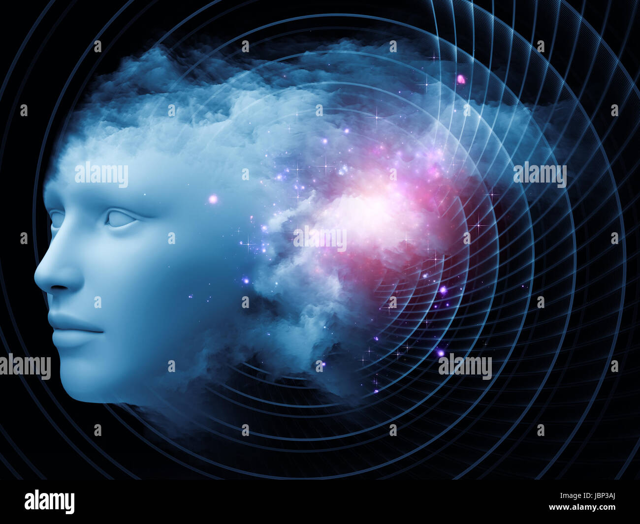 Colorful Mind series. Backdrop design of human head and fractal colors ...