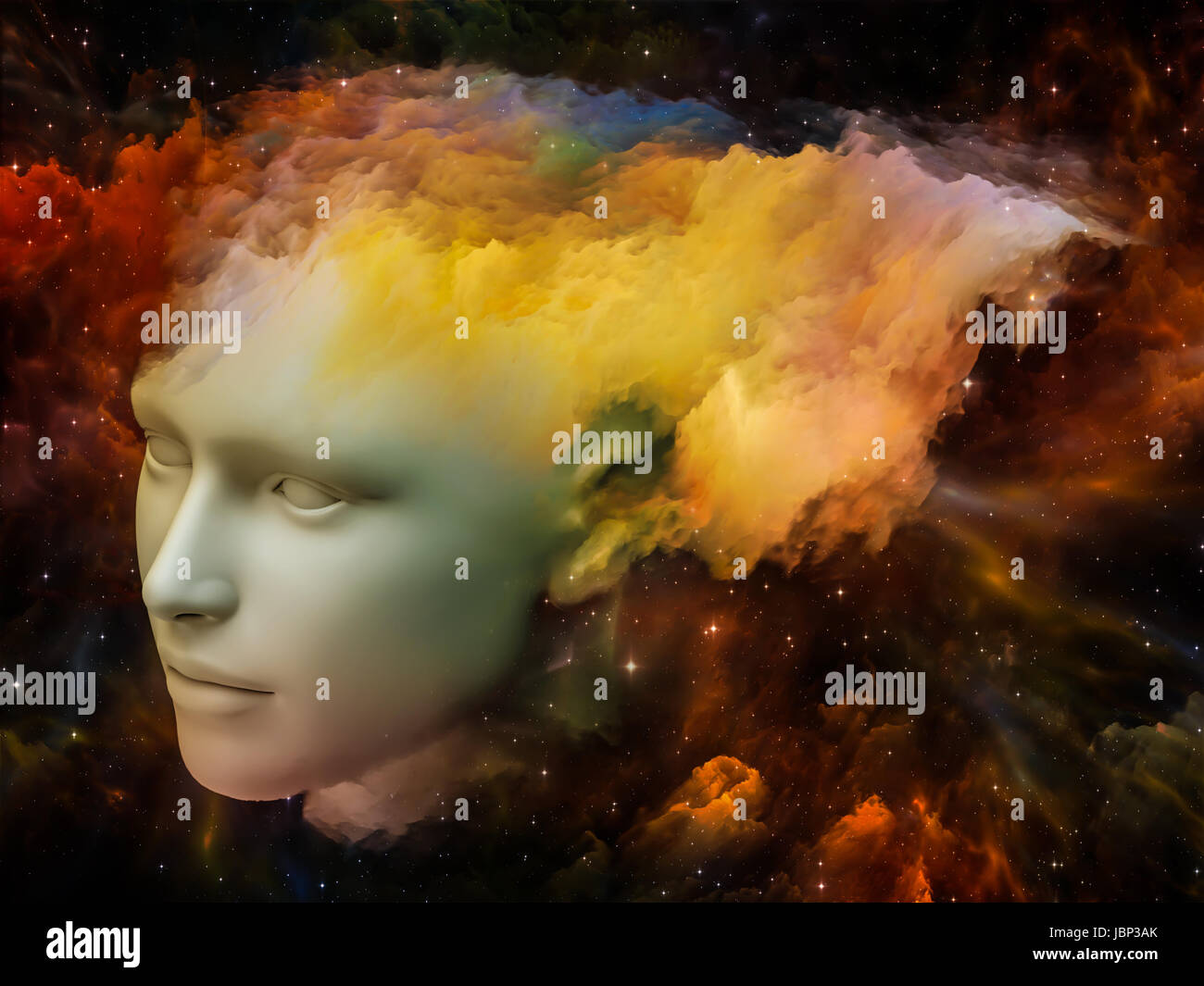 Colorful Mind series. Arrangement of human head and fractal colors on ...
