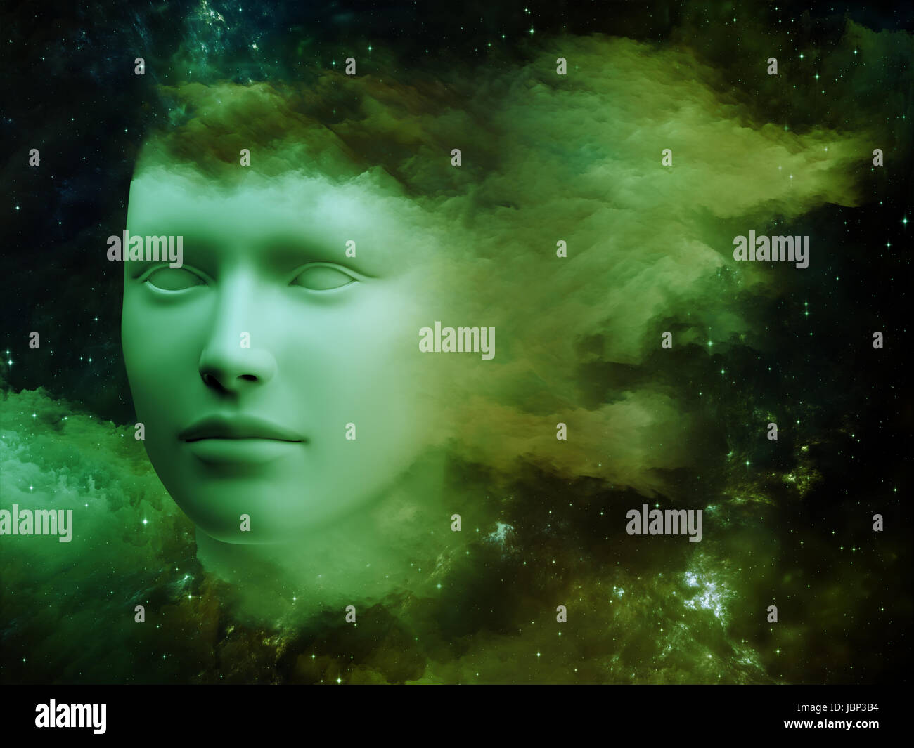 Fractal Mind series. Abstract composition of human head and fractal ...