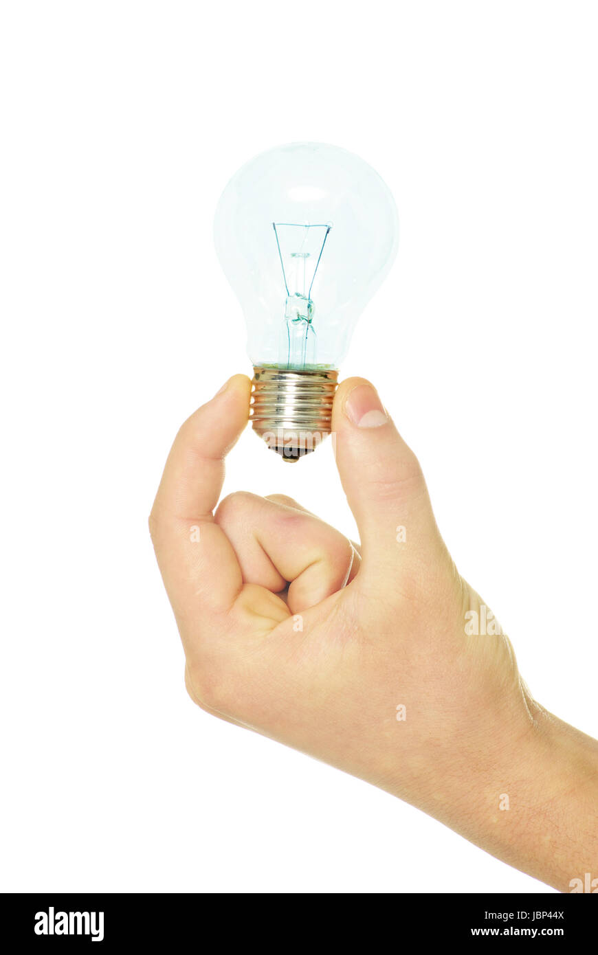 hand holding bulb isolated on white background Stock Photo - Alamy