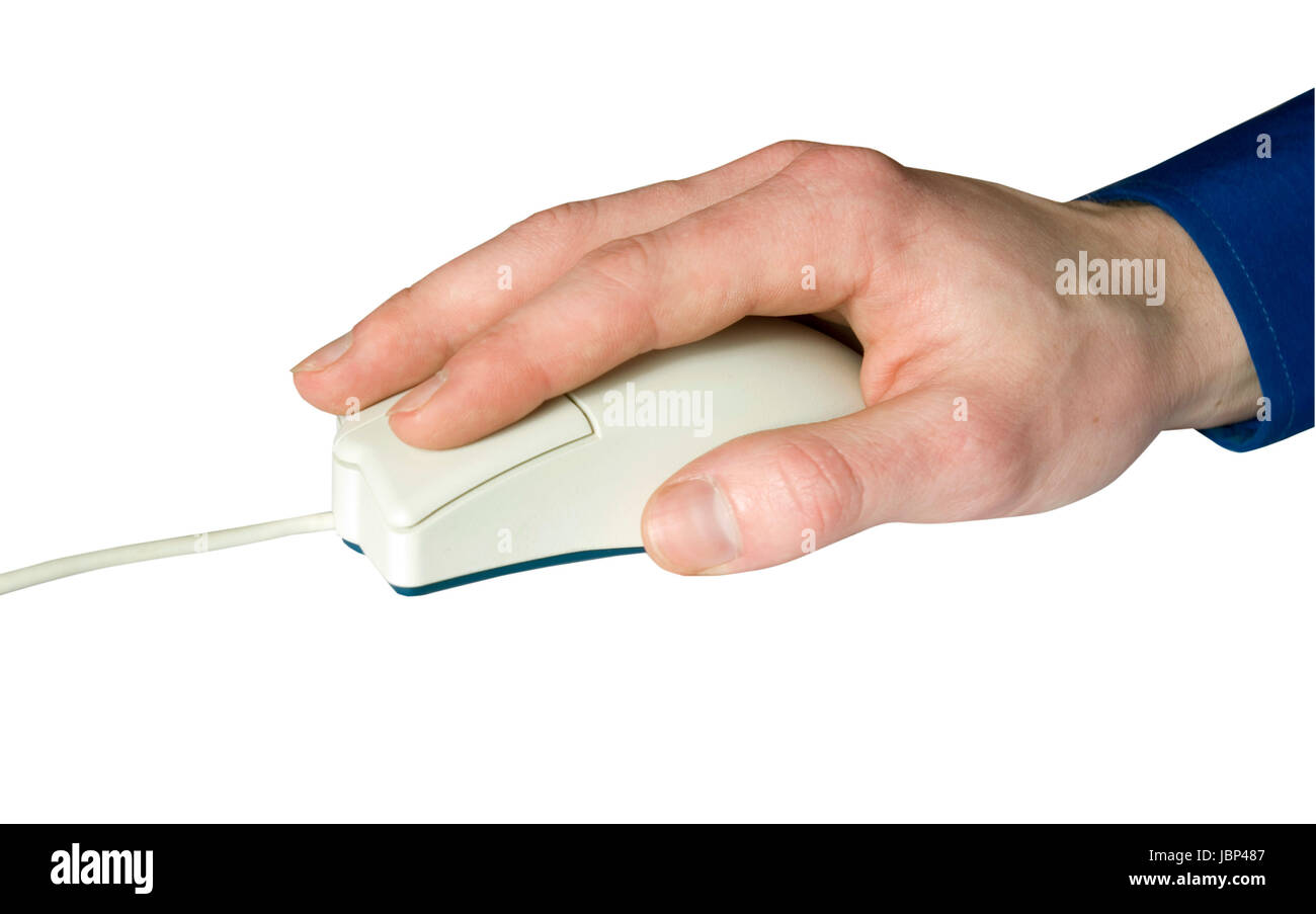 White computer mouse and hand on white Stock Photo - Alamy