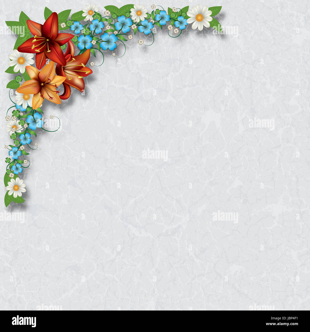 abstract gray grunge floral background with spring flowers Stock Photo ...