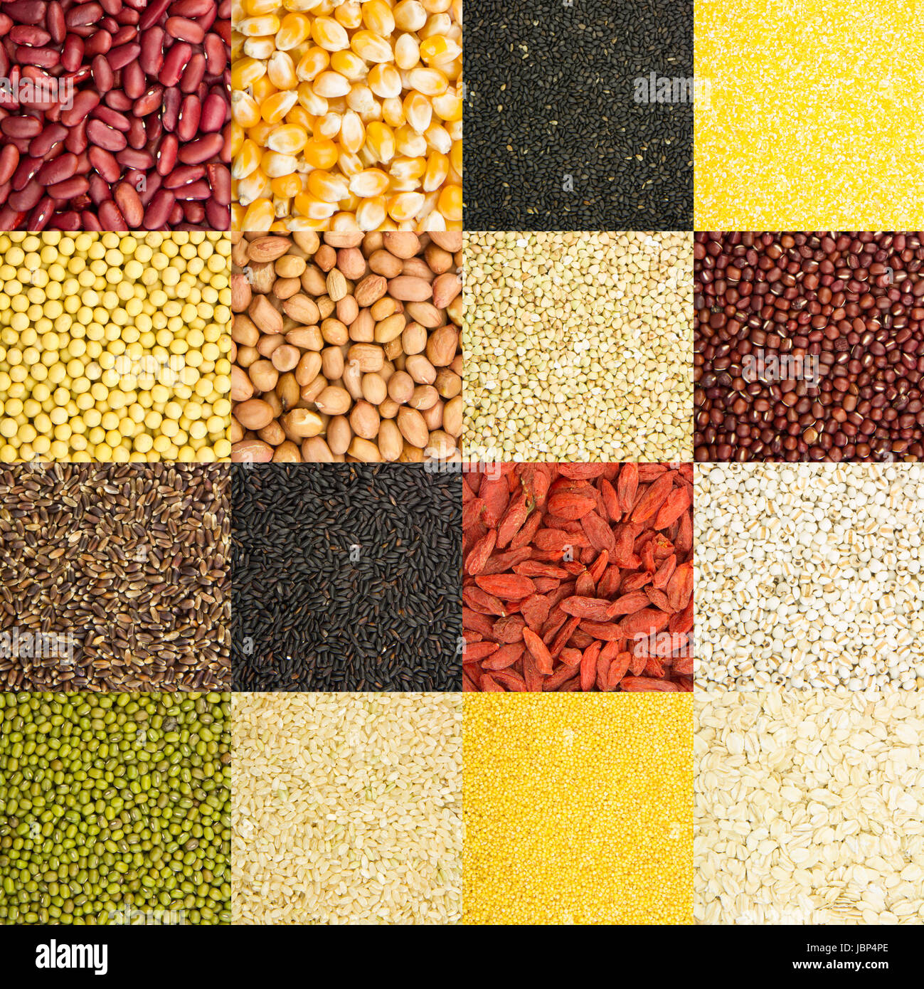 collection of 16 different kinds of grain as background Stock Photo - Alamy