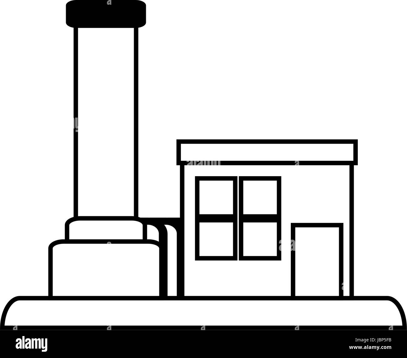 Cartoon building factory structure Black and White Stock Photos ...