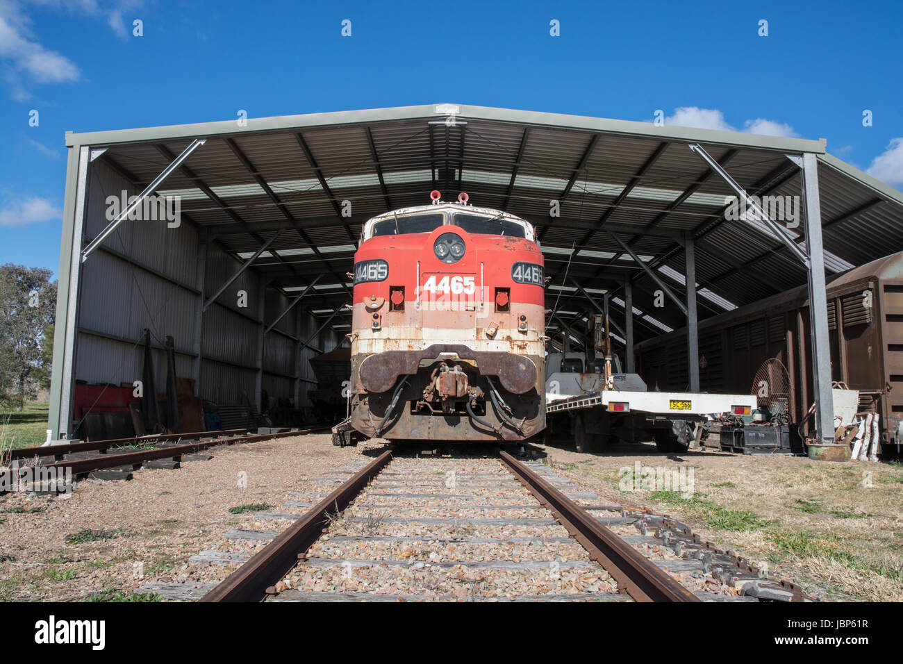 Old Diesel Locomotive in Railway Workshop Shed at Werris Creek NSW ...