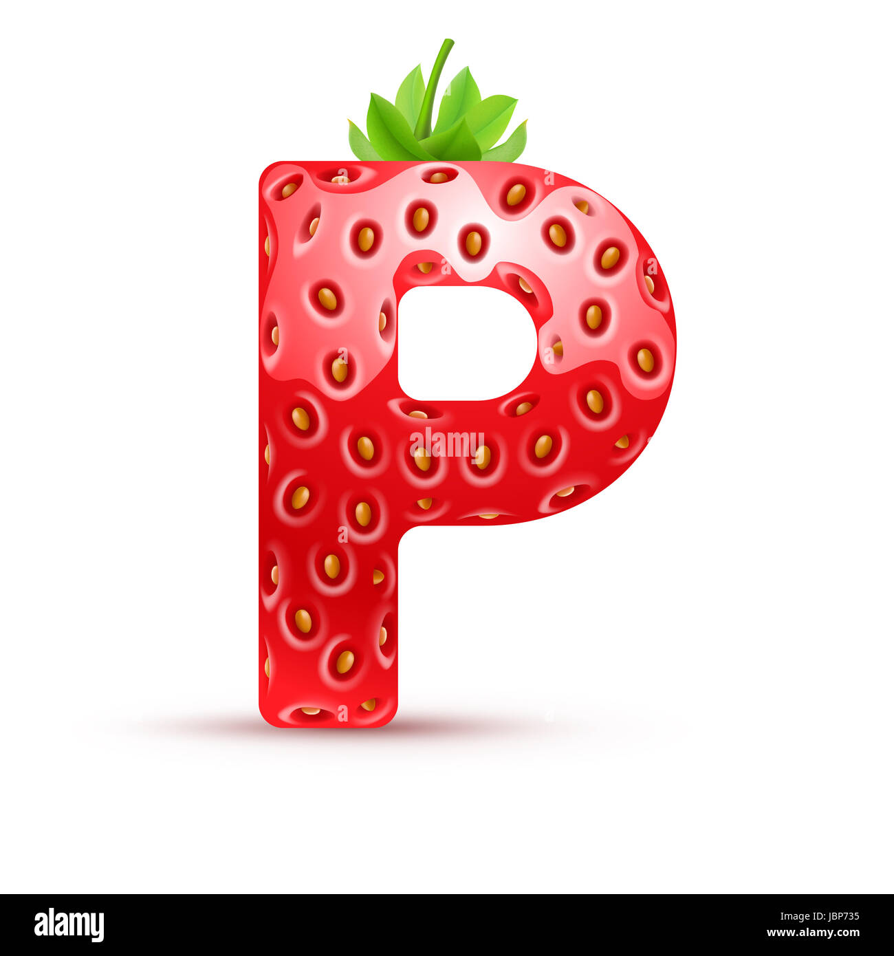 Letter P in strawberry style with green leaves Stock Photo - Alamy