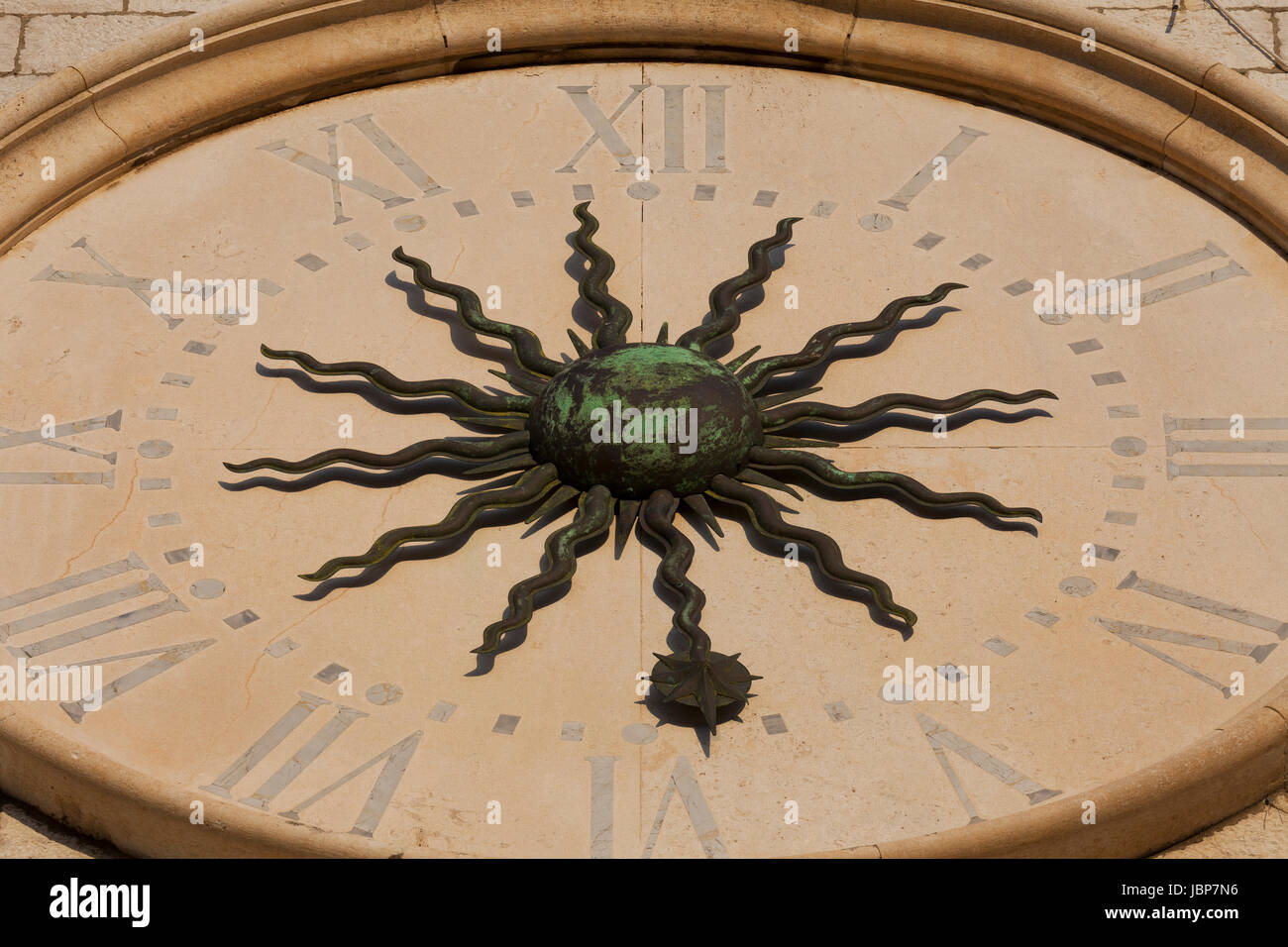 Sundial on clock tower, Dubrovnik Stock Photo - Alamy