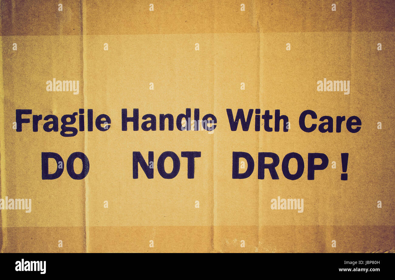 Vintage retro looking Fragile Handle with Care Do not drop label on a ...