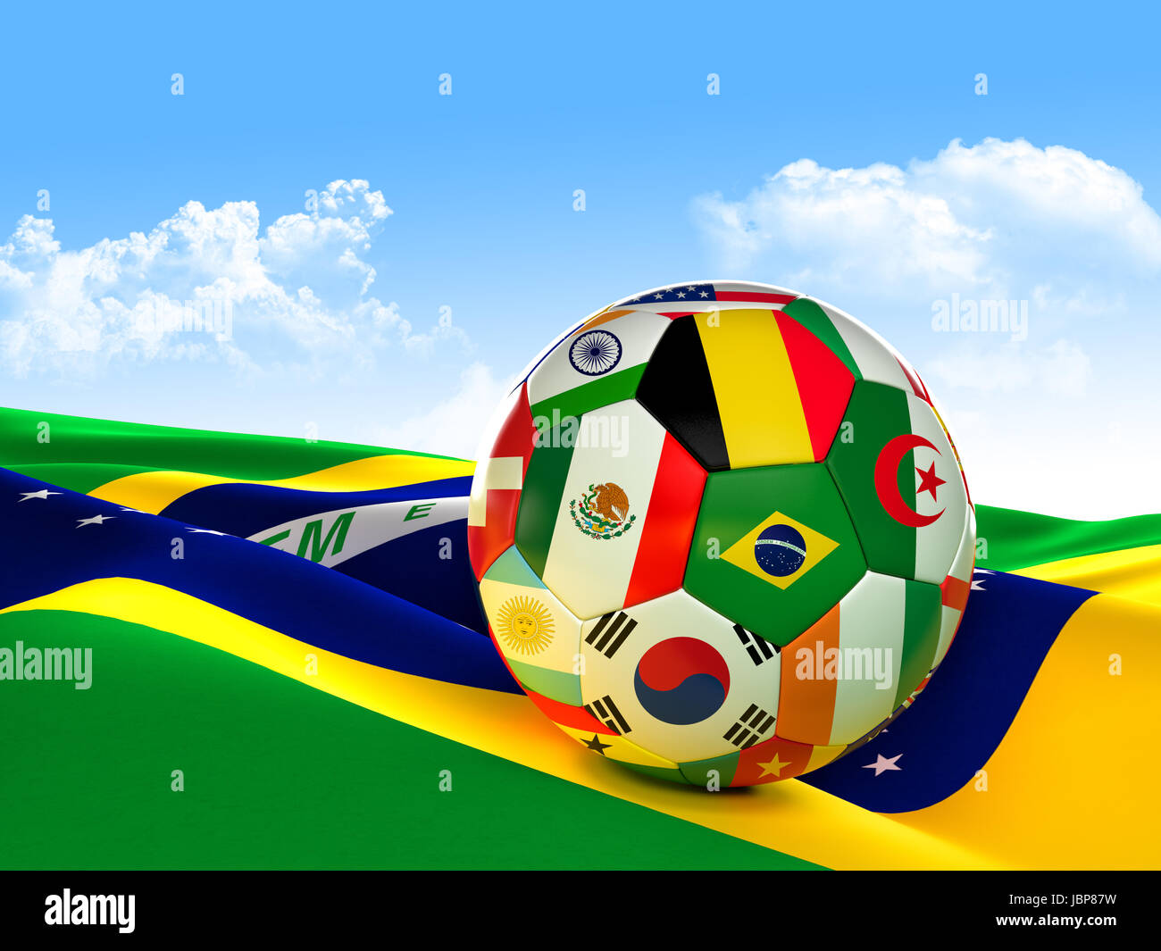 Brazil soccer ball 3d image on white Stock Photo - Alamy
