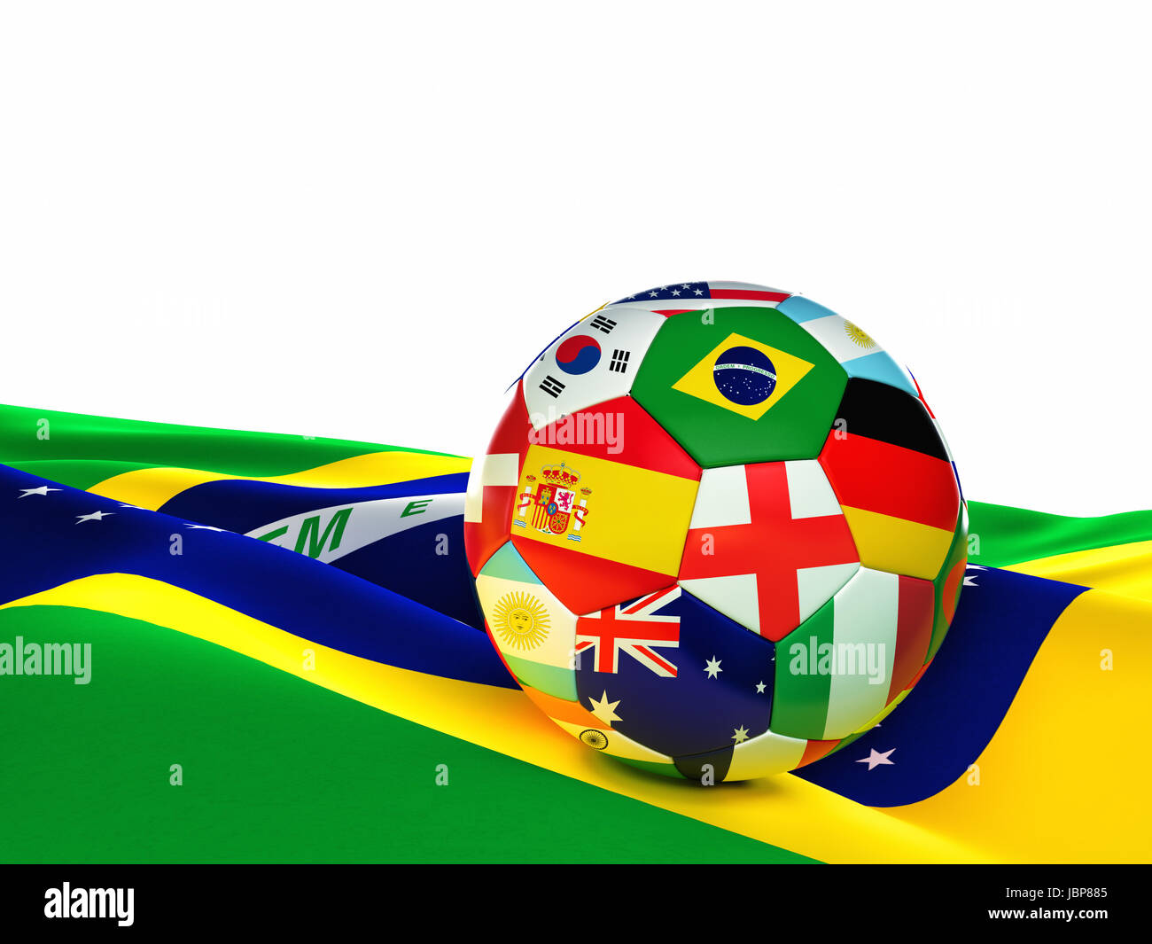 Brazil soccer ball 3d image on white Stock Photo - Alamy