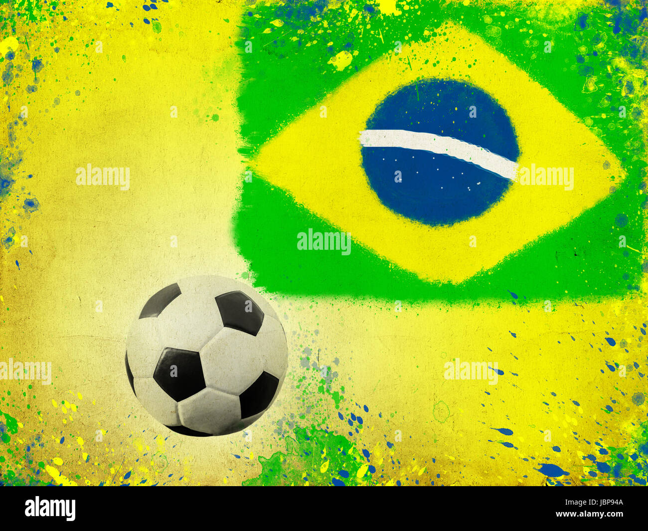 Photo of soccer ball and the colors of the Brazil flag Stock Photo - Alamy