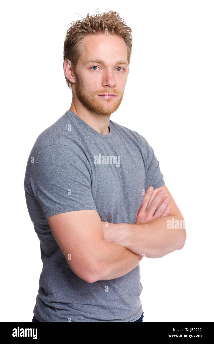 Casual man with arm crossed Stock Photo - Alamy