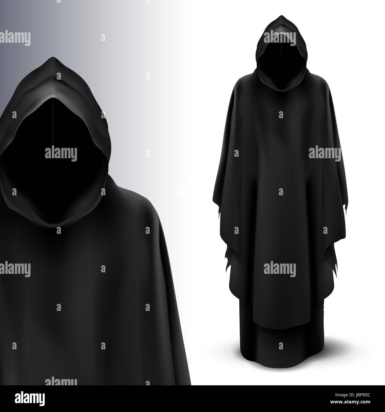 Two black figures of angels of death on gray background Stock Photo - Alamy