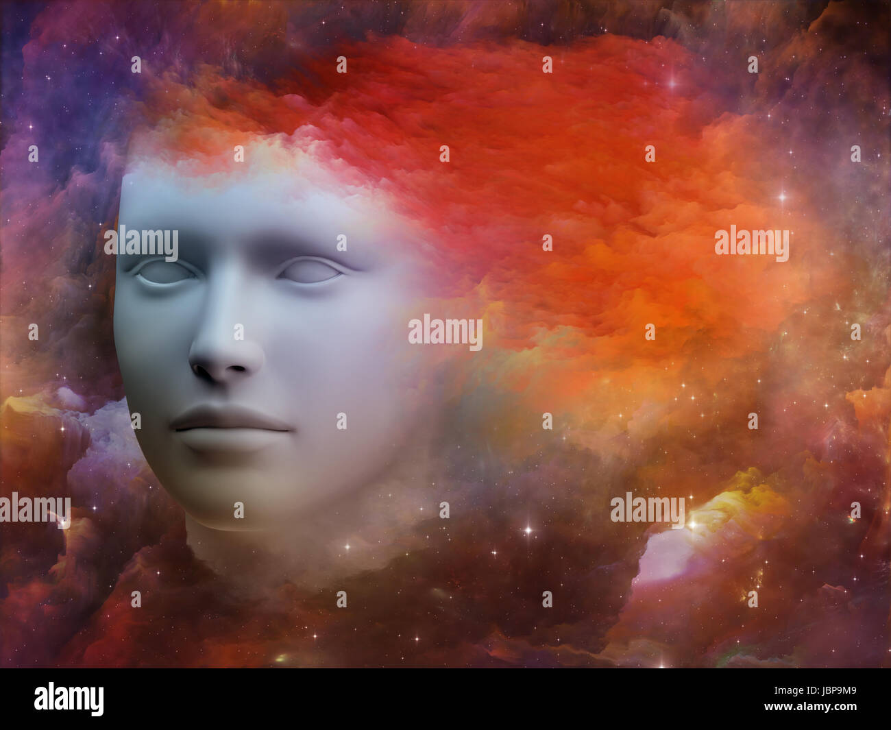 Colorful Mind series. Backdrop composed of human head and fractal ...