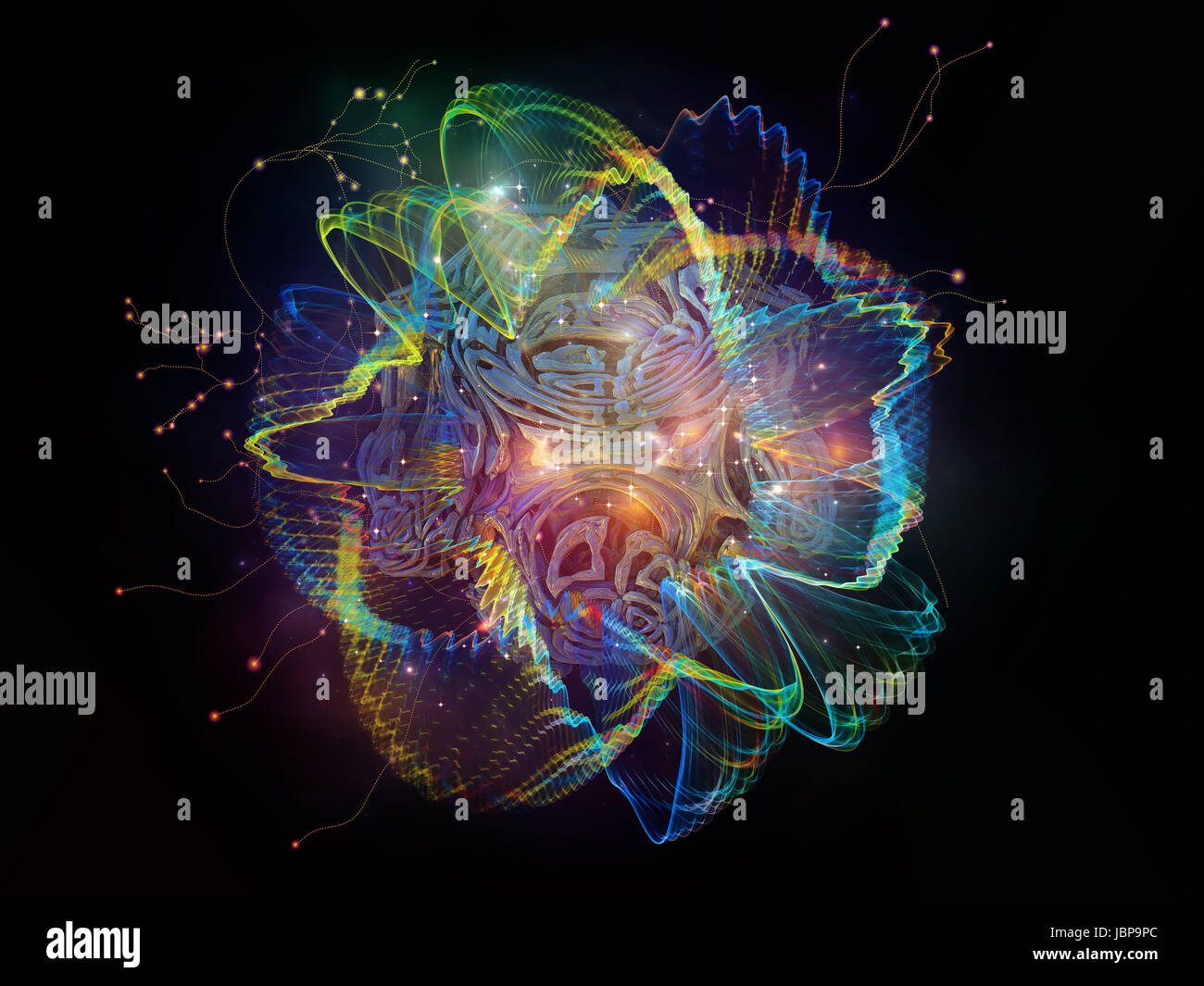 Conceptual Particle series. Graphic composition of fractal and ...