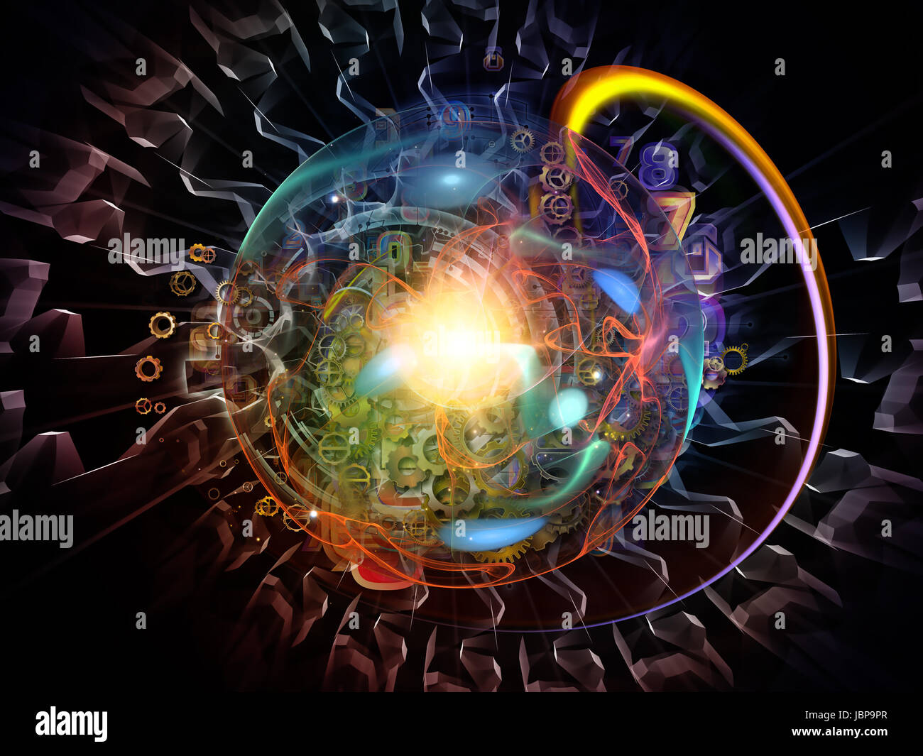Conceptual Particle series. Abstract design made of fractal and ...