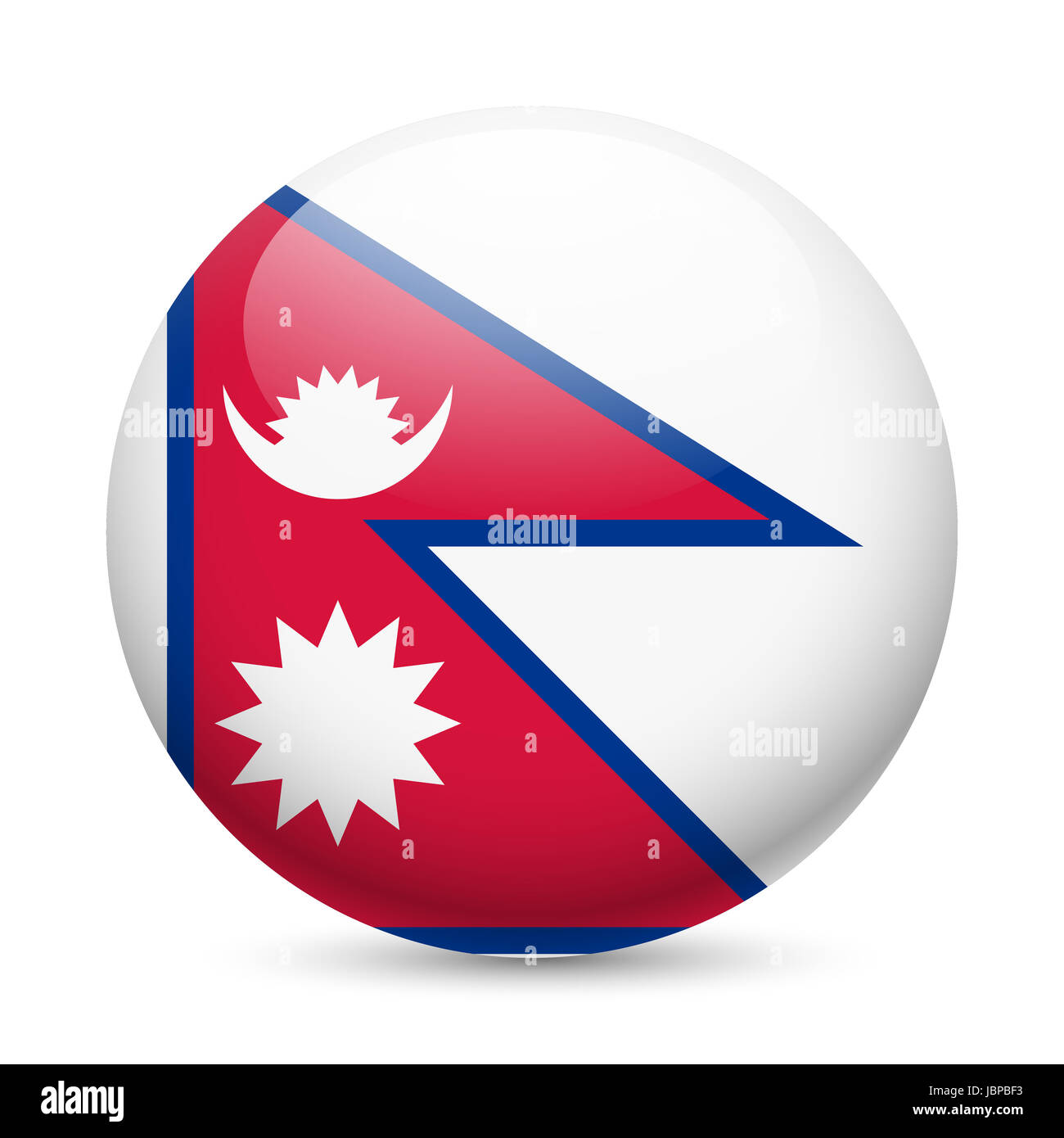 Flag of Nepal as round glossy icon. Button with Nepalese flag Stock ...