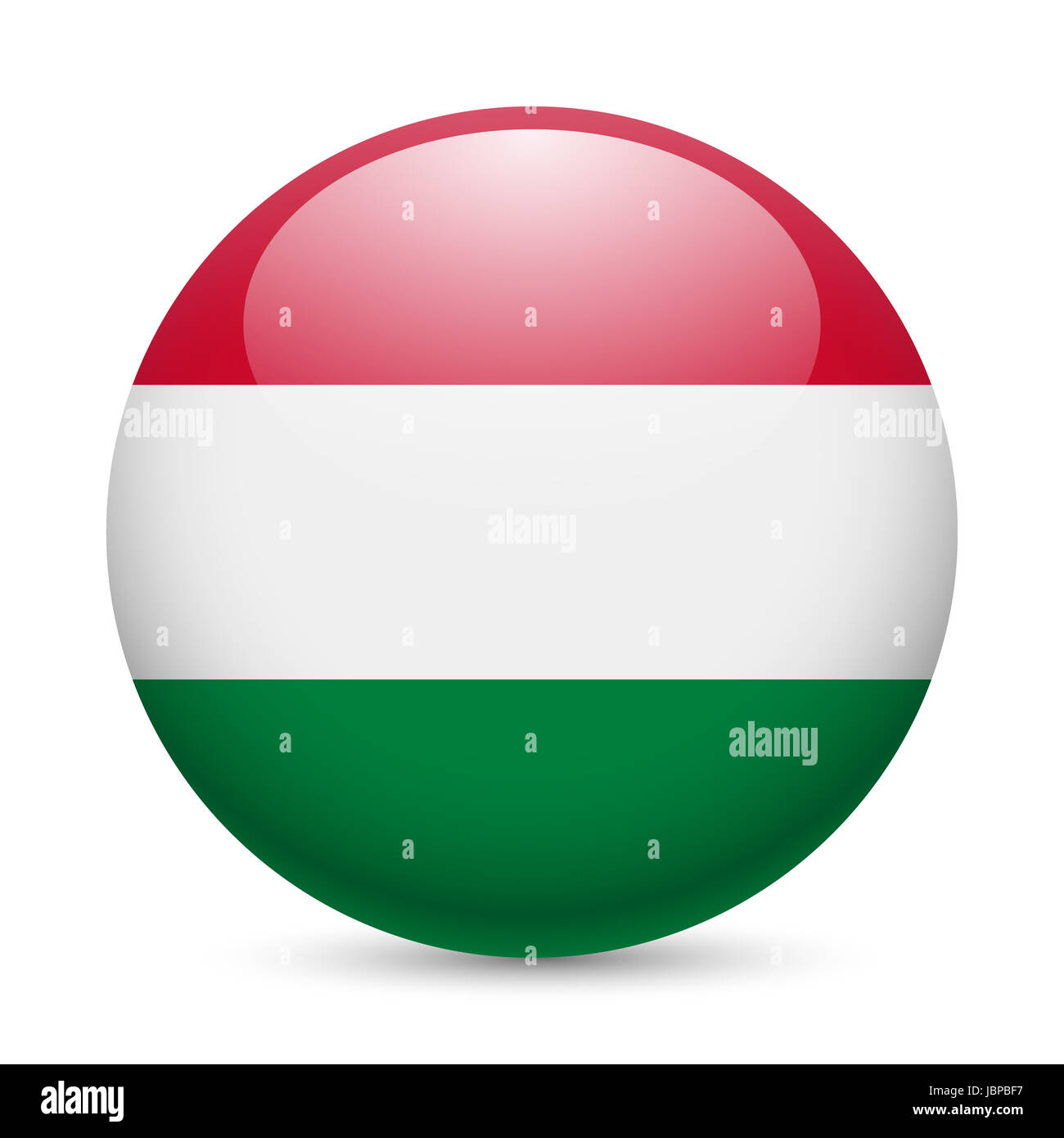 Flag of Hungary as round glossy icon. Button with Hungarian flag Stock ...