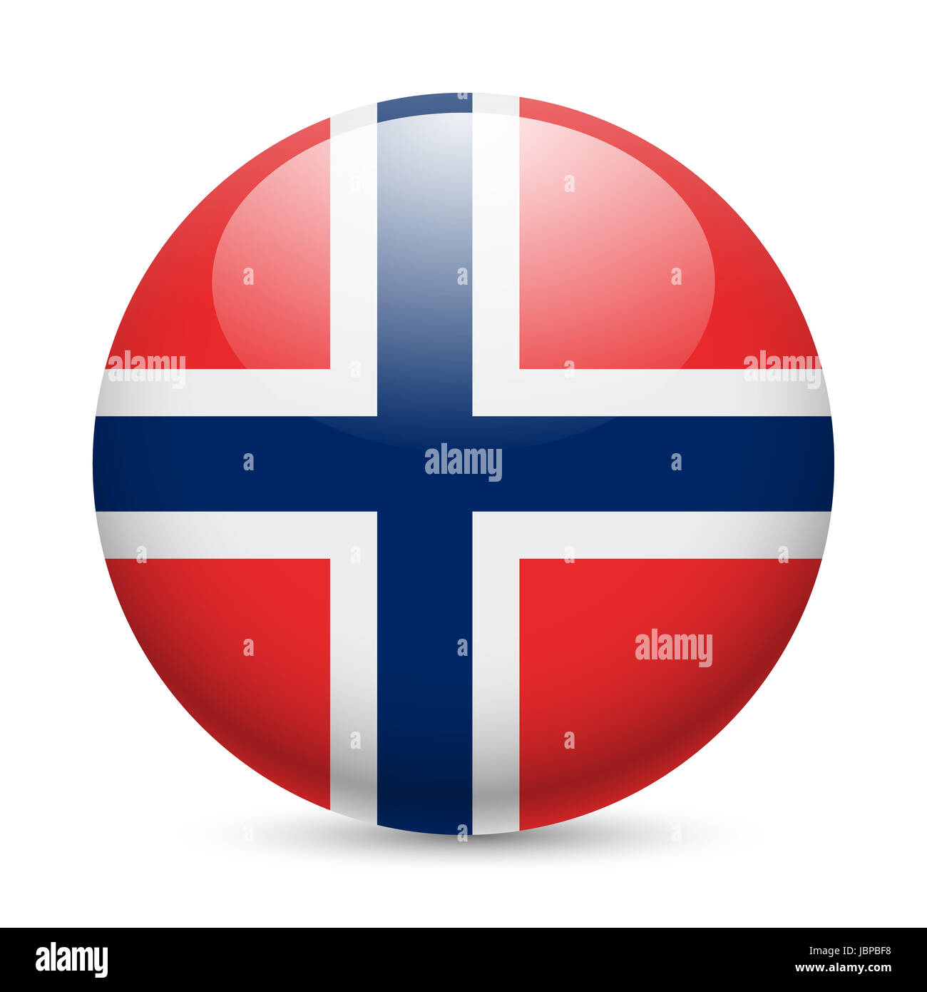 Flag of Norway as round glossy icon. Button with Norwegian flag Stock ...