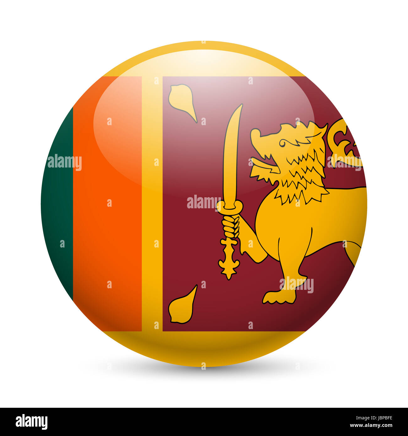 Flag of Sri Lanka as round glossy icon. Button with flag design Stock ...
