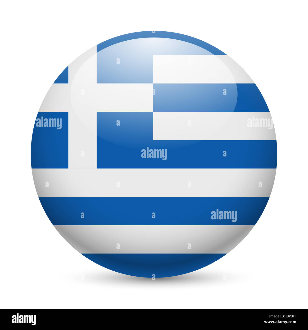 Flag of Greece as round glossy icon. Button with Greek flag Stock Photo ...