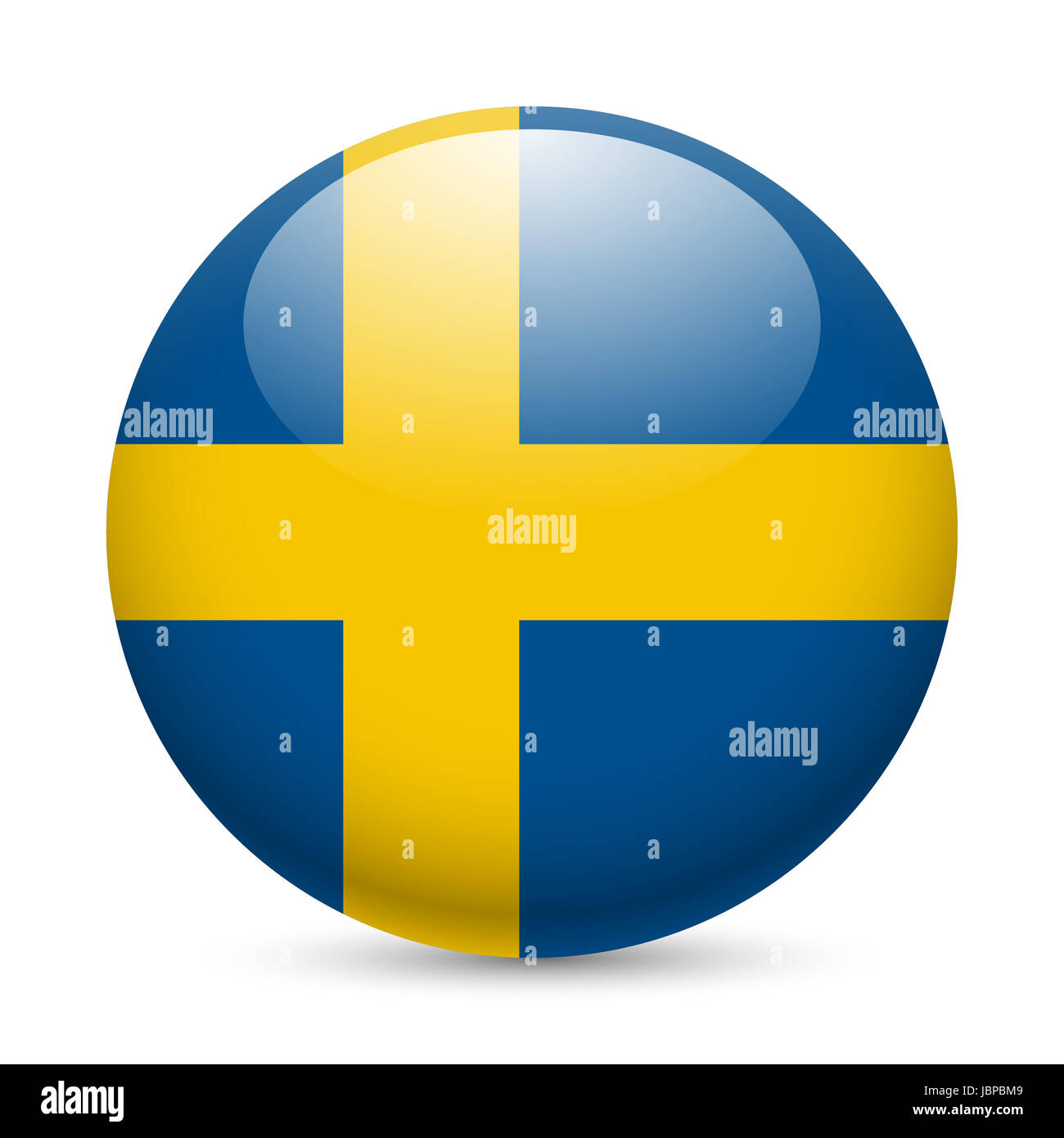 Flag of Sweden as round glossy icon. Button with Swedish flag Stock ...