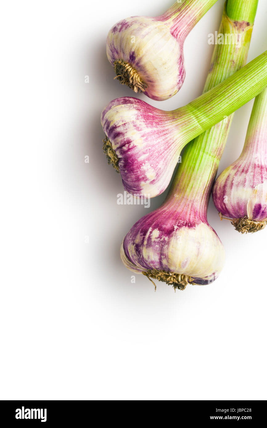 fresh garlic on white background Stock Photo - Alamy
