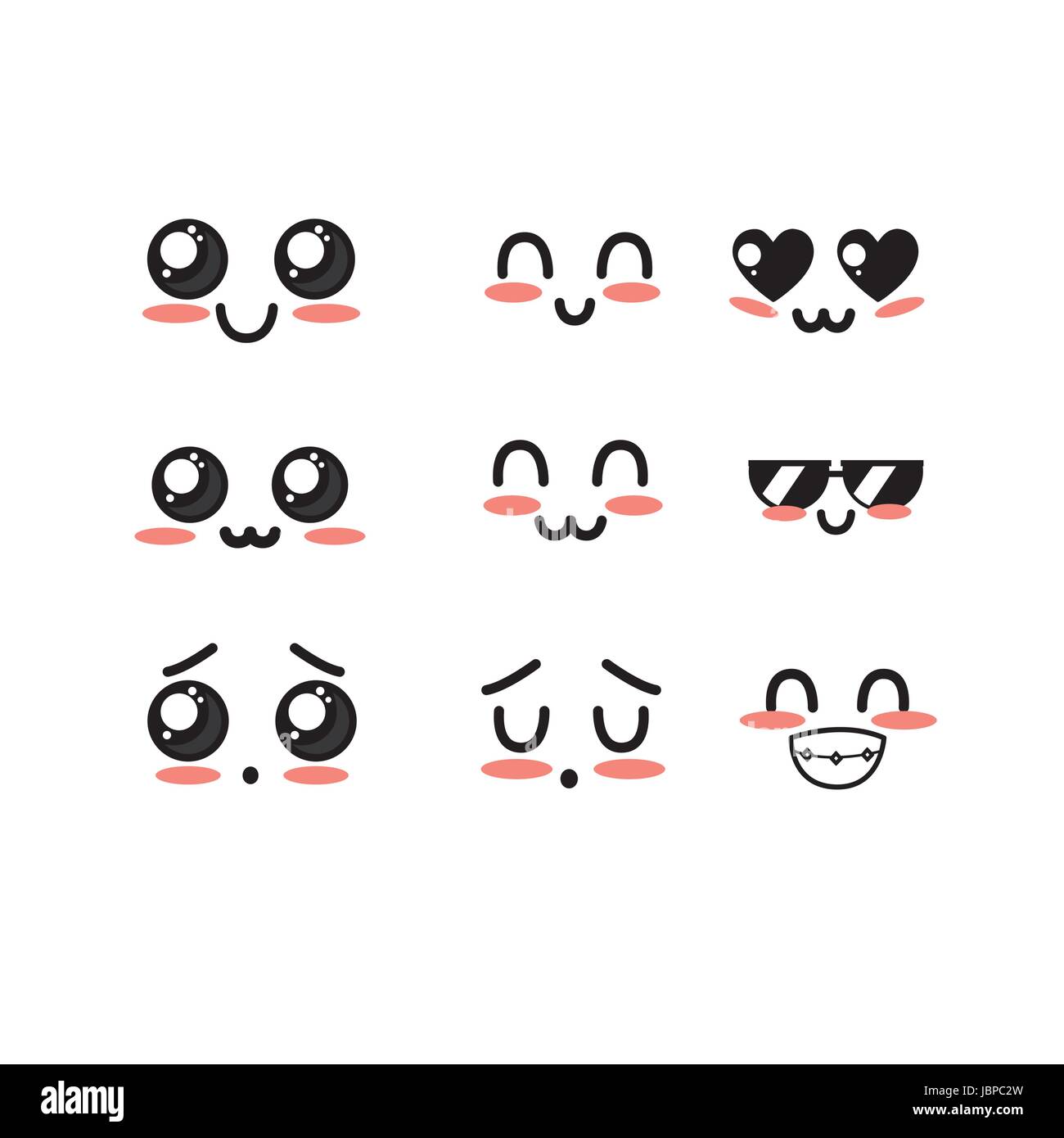 set kawaii cute tender faces with expression Stock Vector Image & Art ...