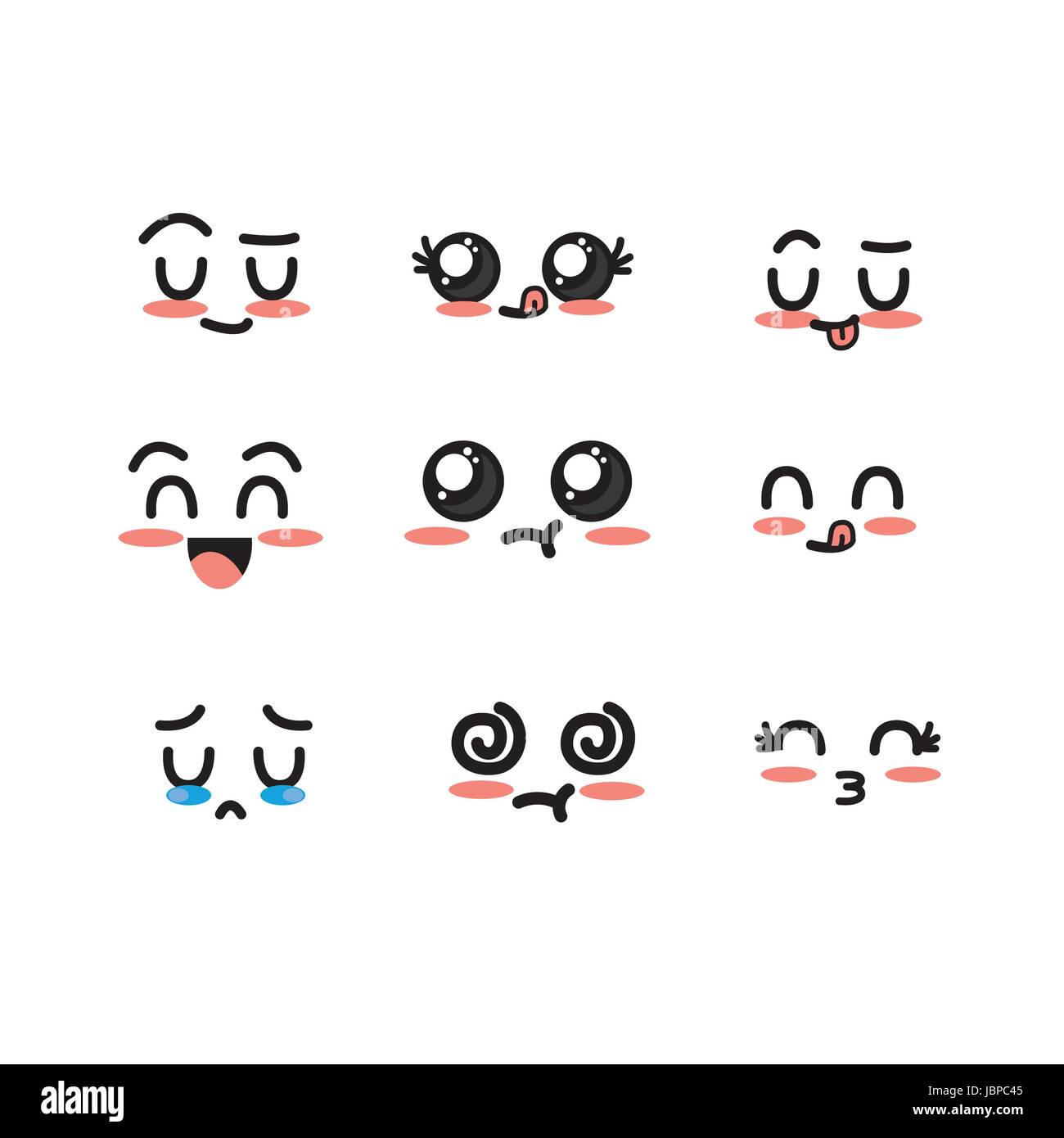 set kawaii cute tender faces with expression Stock Vector Image & Art ...