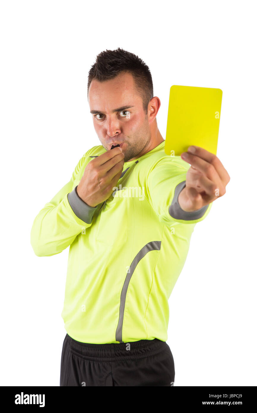 referee with yellow card,optional Stock Photo - Alamy