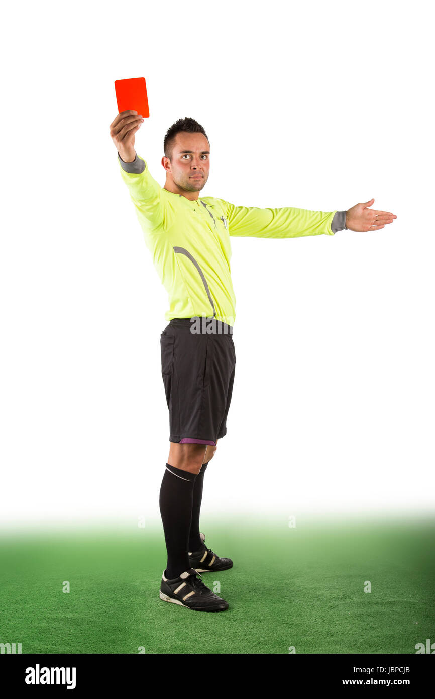 referee with red card optional Stock Photo - Alamy