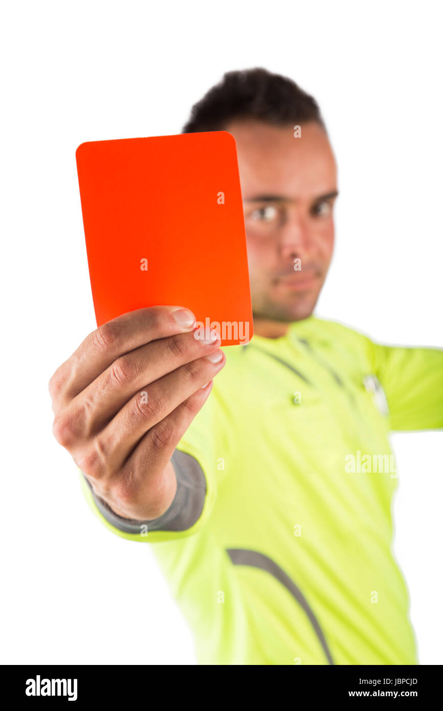 referee with red card,isolated Stock Photo - Alamy