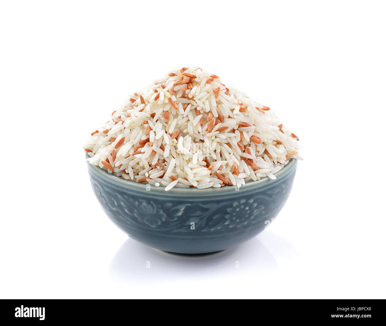 rice in ceramic bowl on white background Stock Photo - Alamy