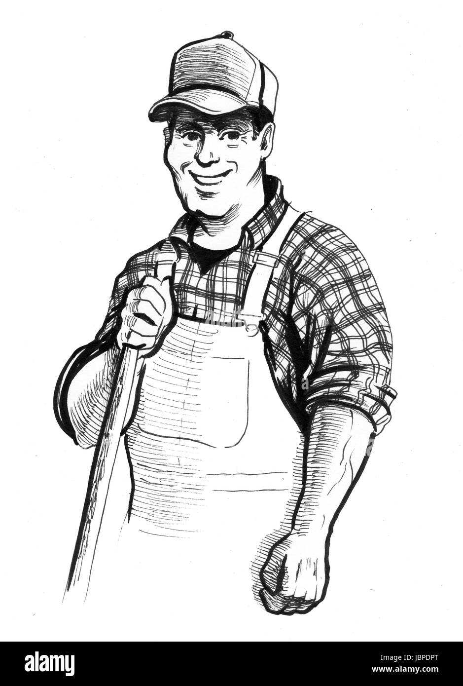 Farmer man vintage black white Cut Out Stock Images & Pictures - Alamy