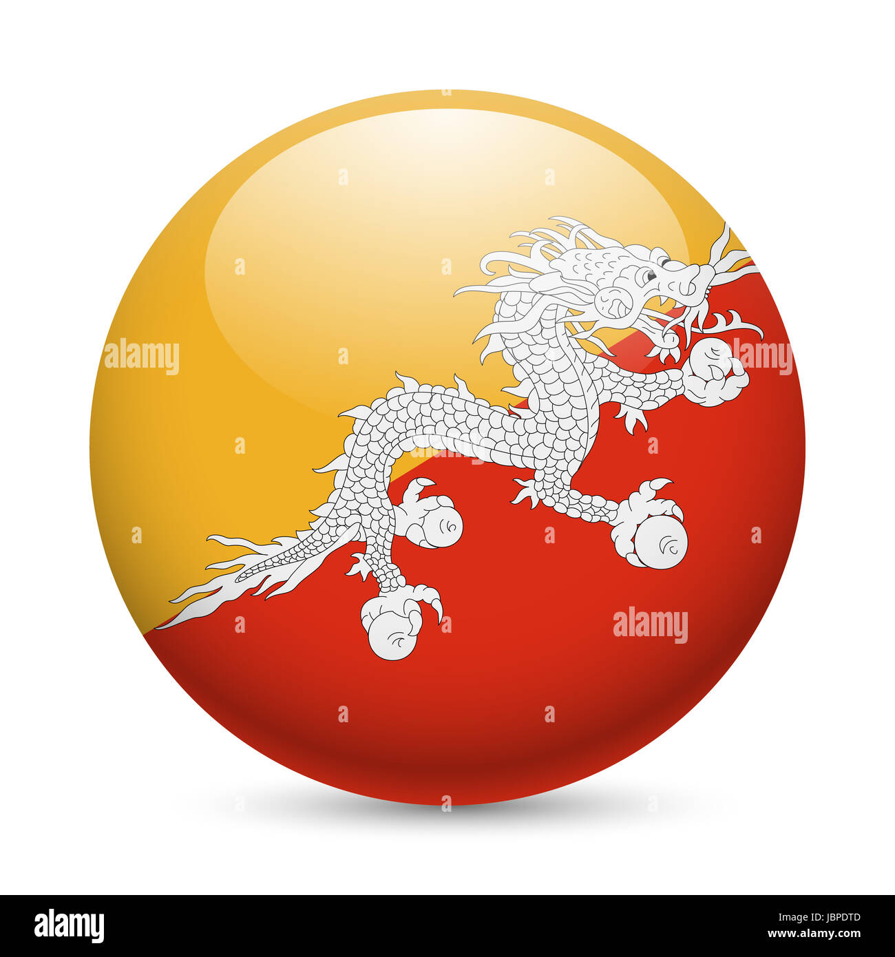 Flag of Bhutan as round glossy icon. Button with Bhutanese flag Stock ...