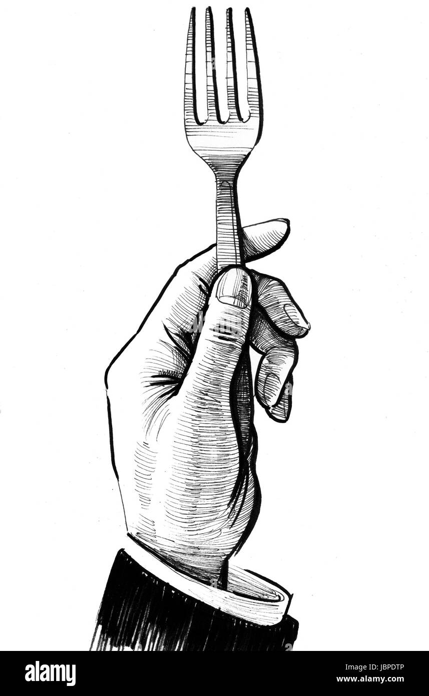 Hand with a fork Stock Photo - Alamy