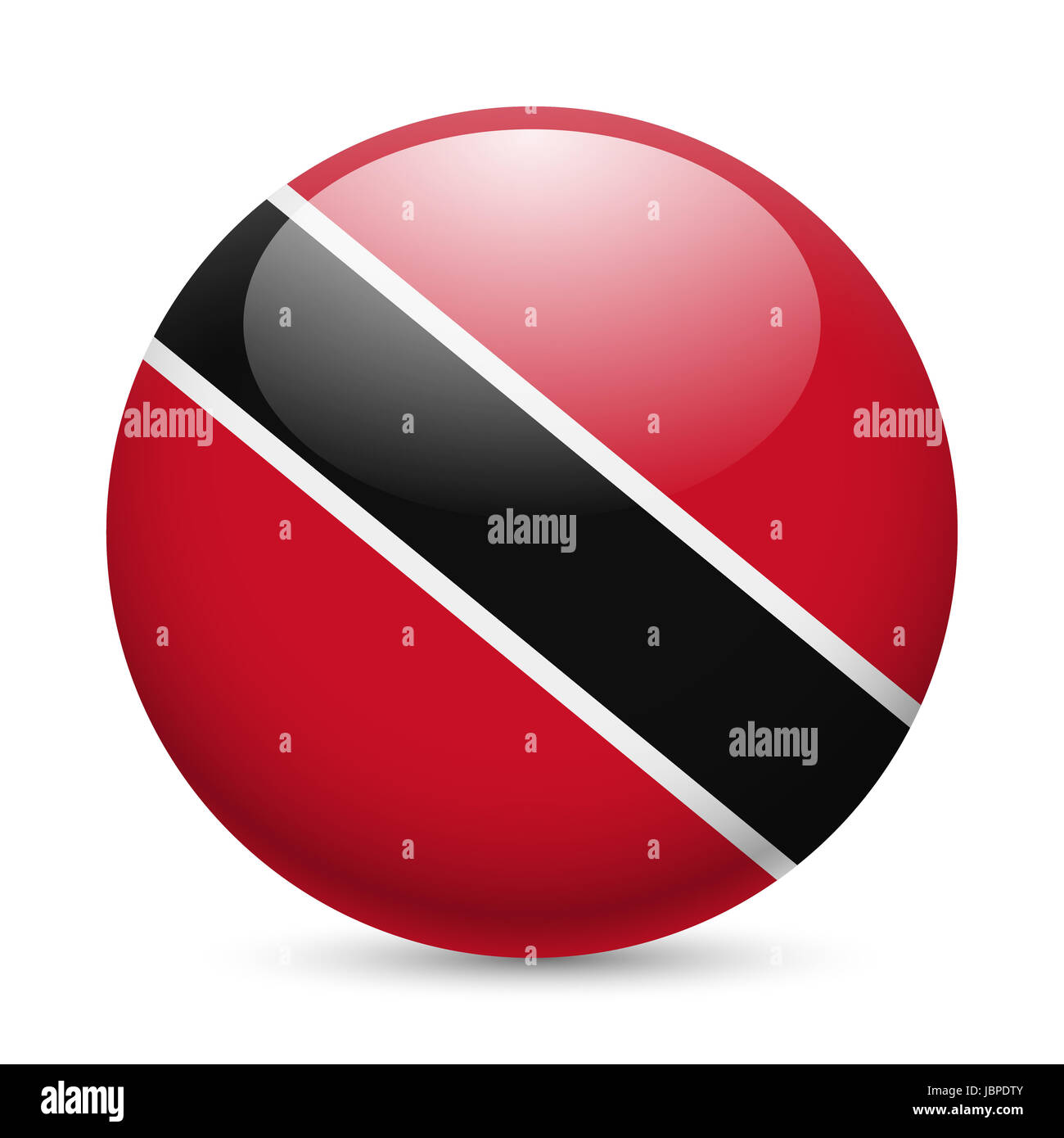Flag of Trinidad and Tobago as round glossy icon. Button with flag ...