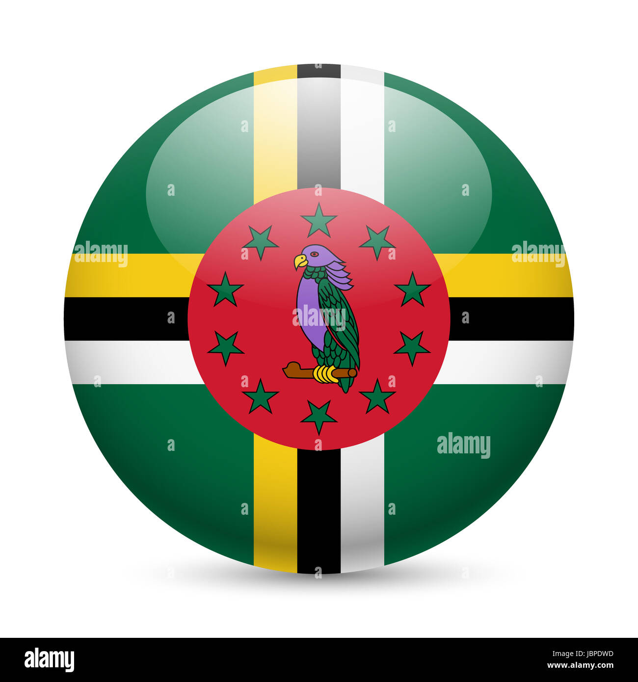 Flag of Dominica as round glossy icon. Button with Dominican flag Stock ...