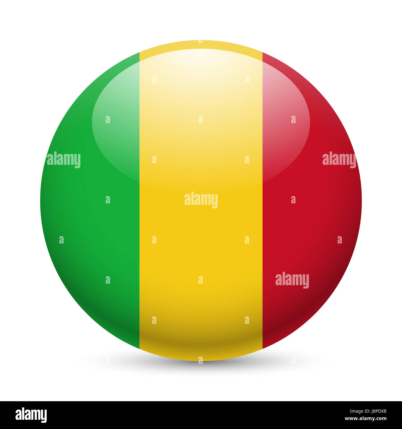 Flag of Mali as round glossy icon. Button with Malian flag Stock Photo ...