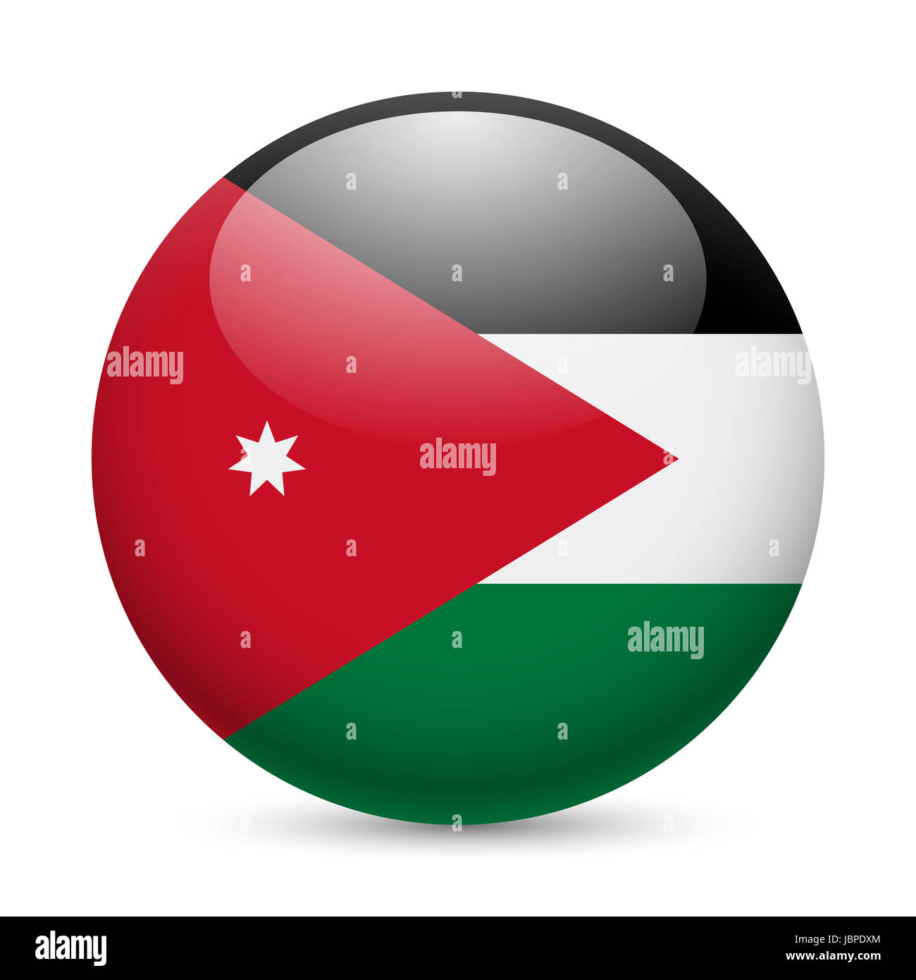 Flag of Jordan as round glossy icon. Button with Jordanian flag Stock ...