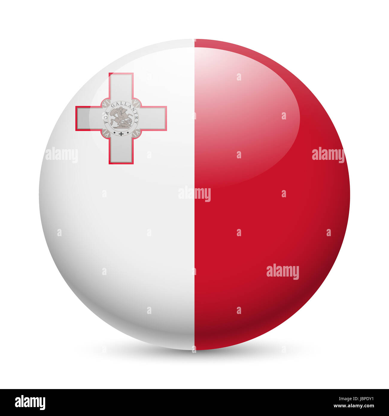 Flag Of Malta As Round Glossy Icon Button With Maltese Flag Stock