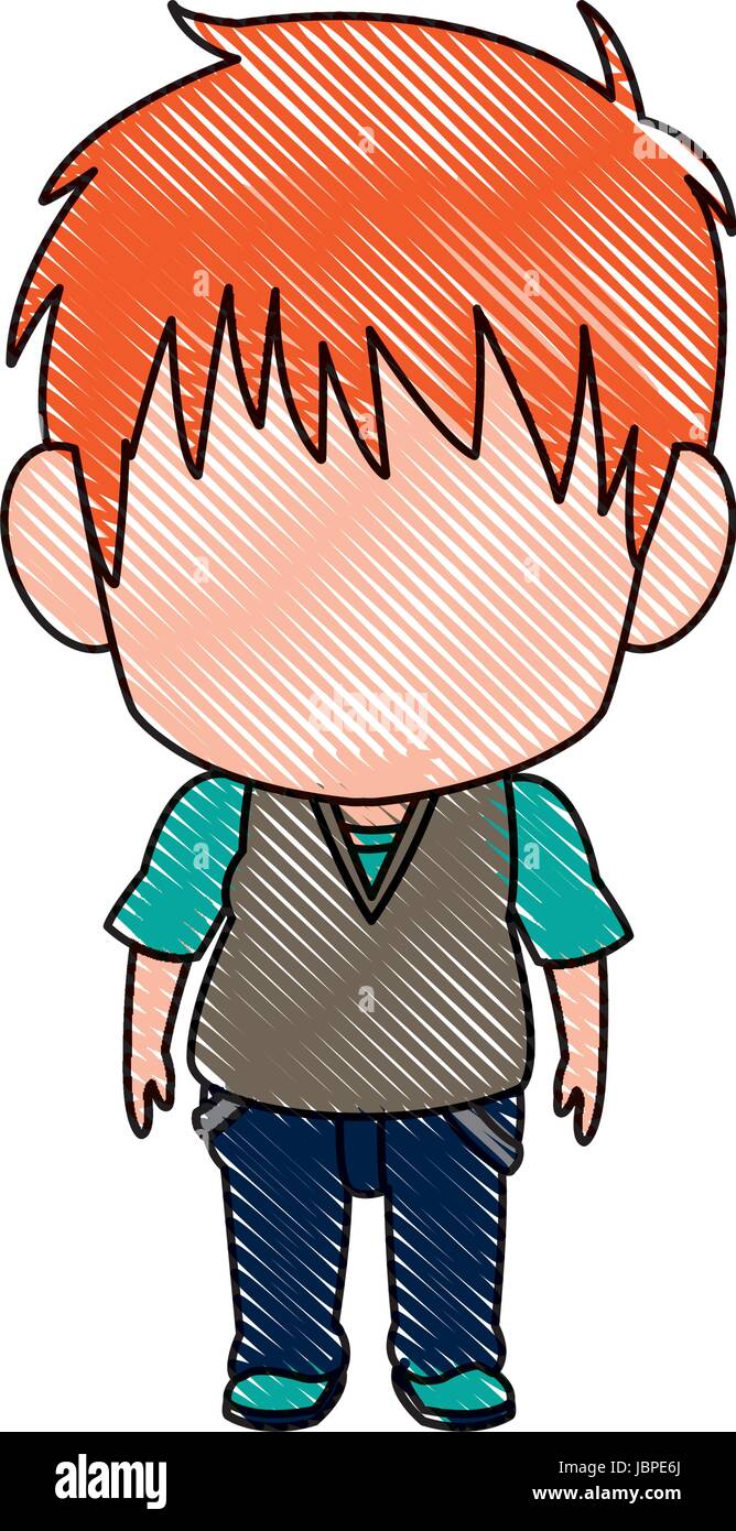 cute little boy anime faceless color image Stock Vector Image & Art - Alamy
