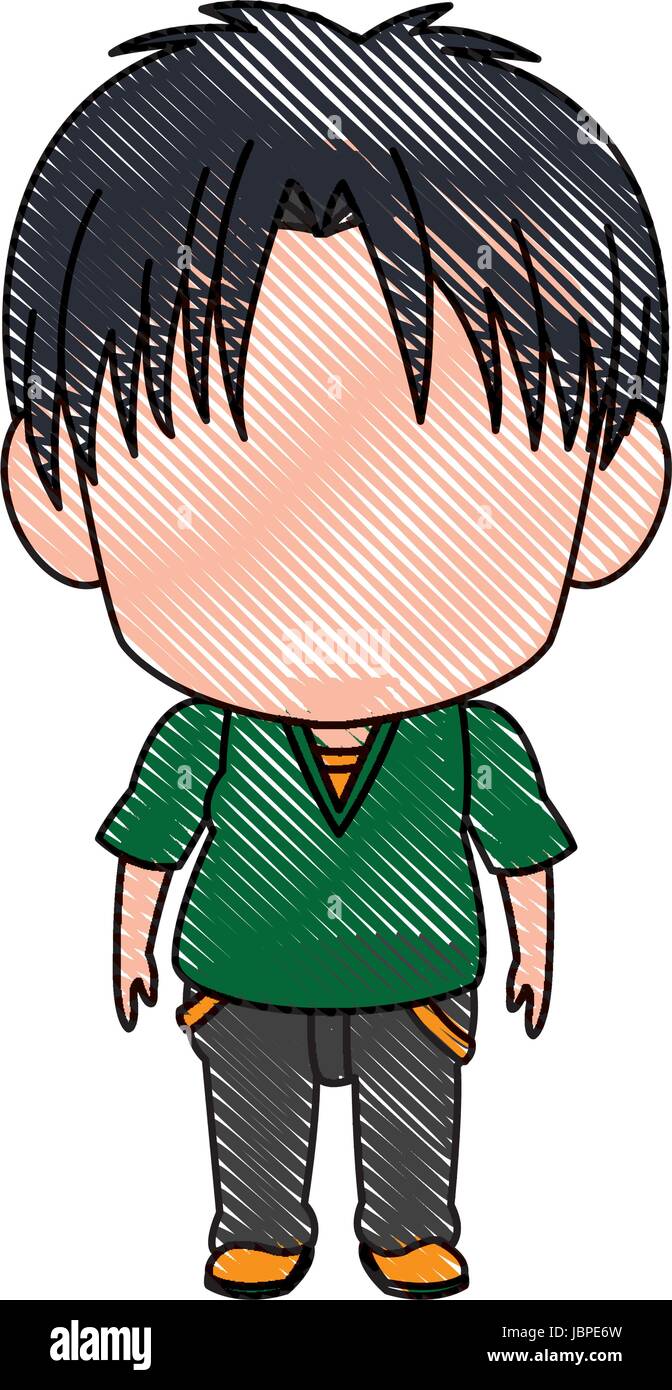 cute little boy anime faceless color image Stock Vector Image & Art - Alamy