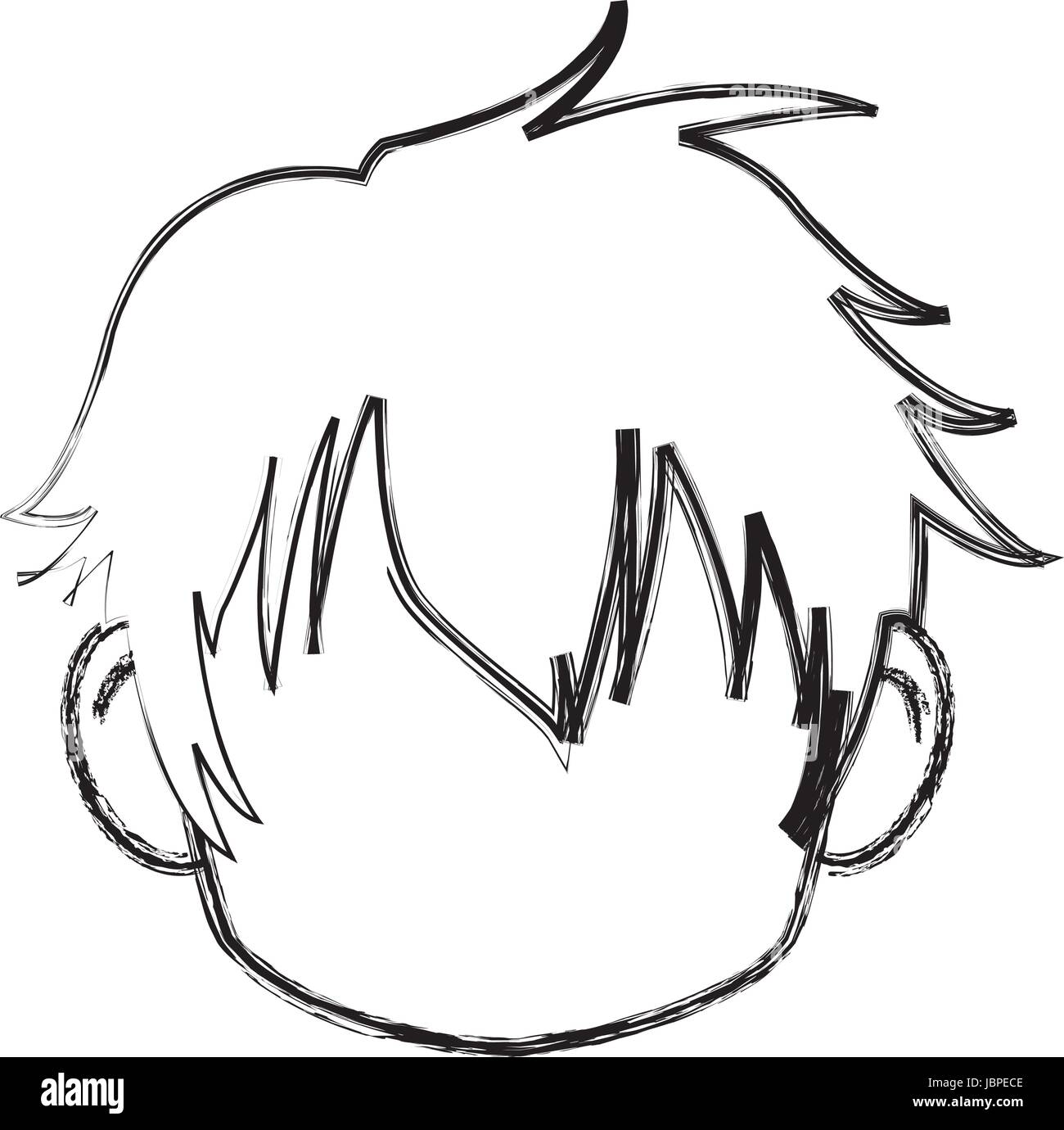 blurred silhouette of faceless head of little kid anime with haircut ...