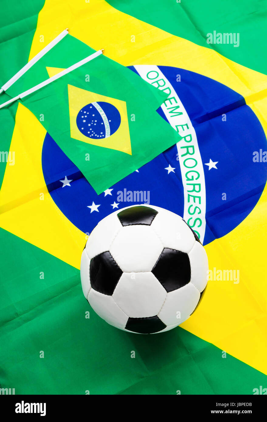 Brazil flag and soccer ball Stock Photo - Alamy