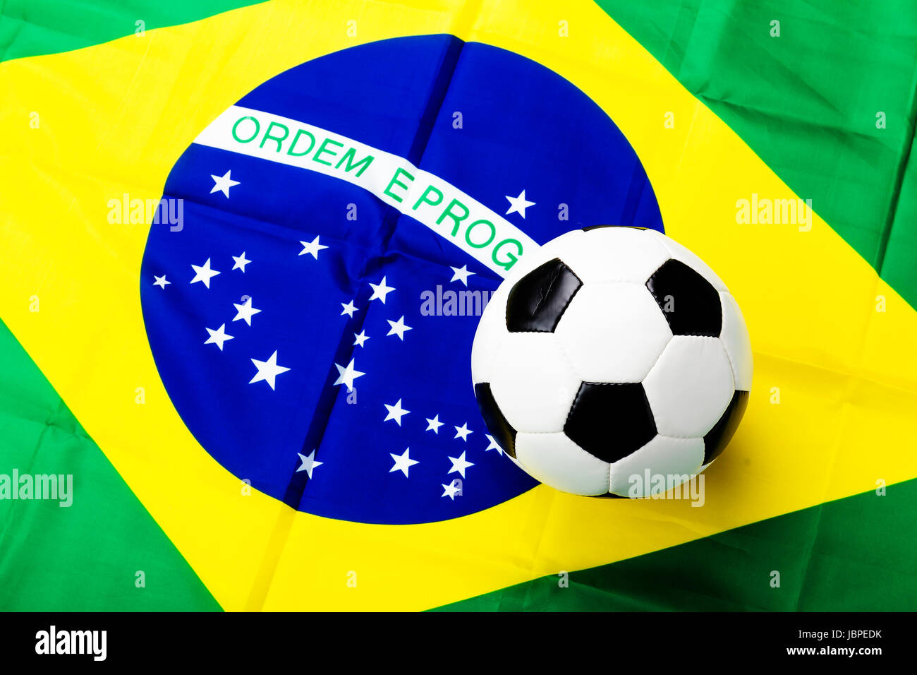 Brazilian flag with soccer ball Stock Photo - Alamy