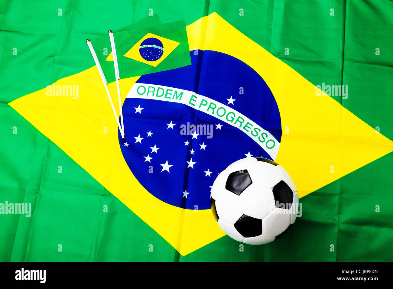Soccer ball with brazilian flag Stock Photo - Alamy