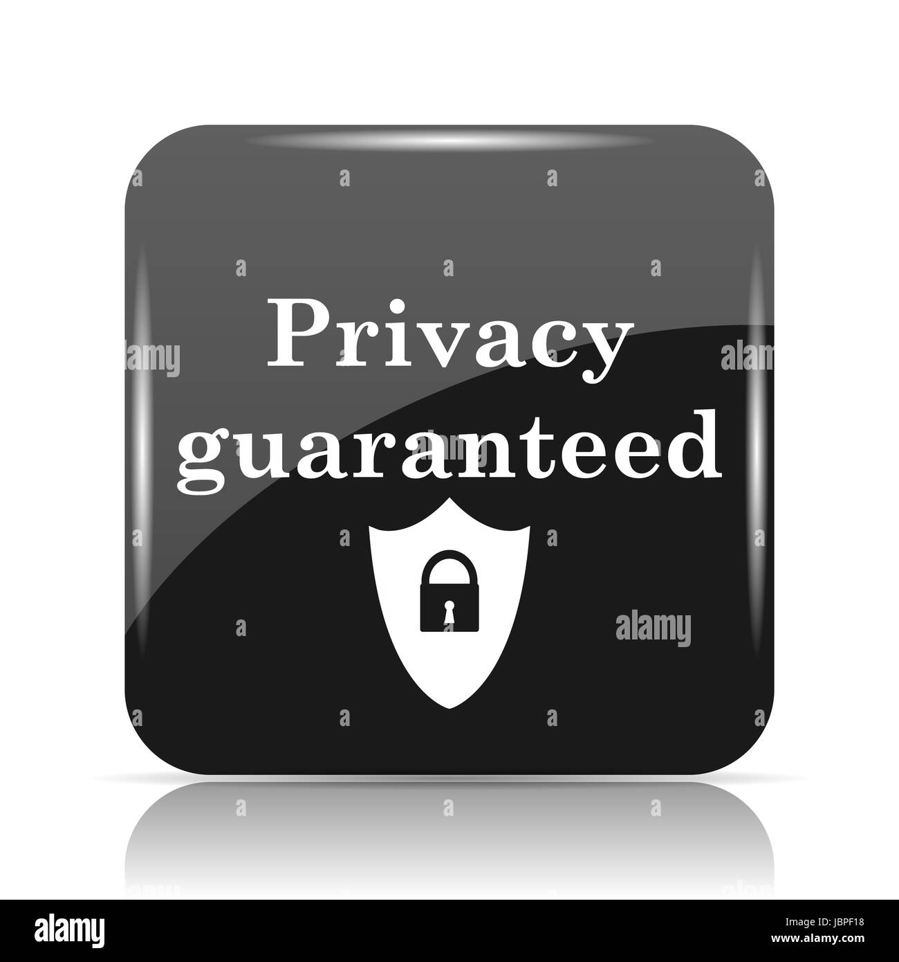 Privacy guaranteed icon. Internet button on white background Stock ...
