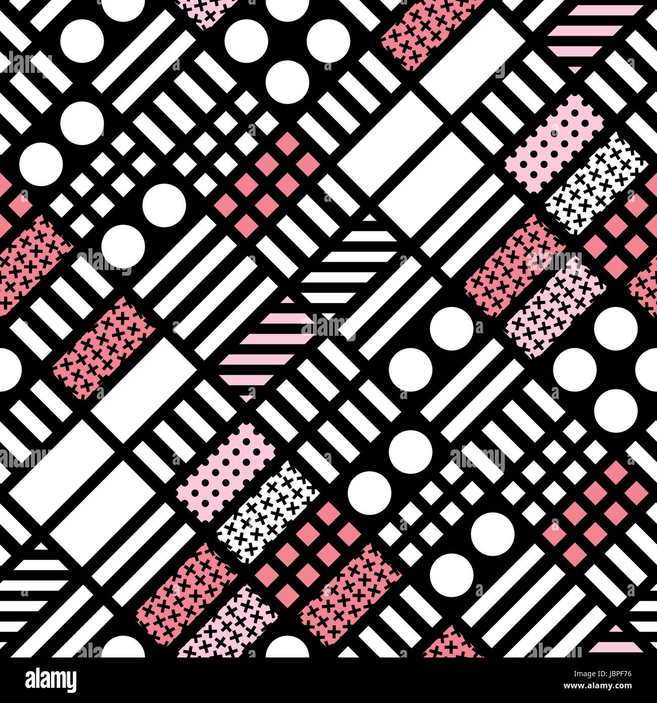 Decorative geometric shapes tiling. Monochrome trendy irregular pattern ...